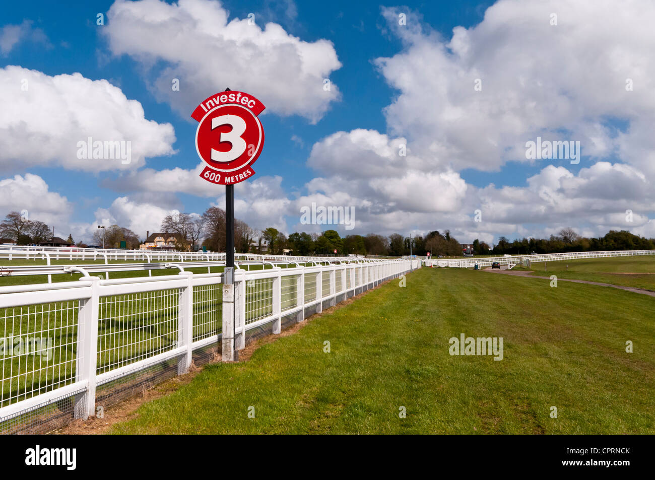 Furlong marker at Epsom Downs Racecourse, Epsom, Surrey, UK Stock Photo ...