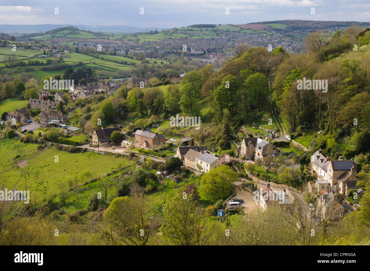 View over Kingscourt from Rodborough Common, Stroud, Gloucestershire ...