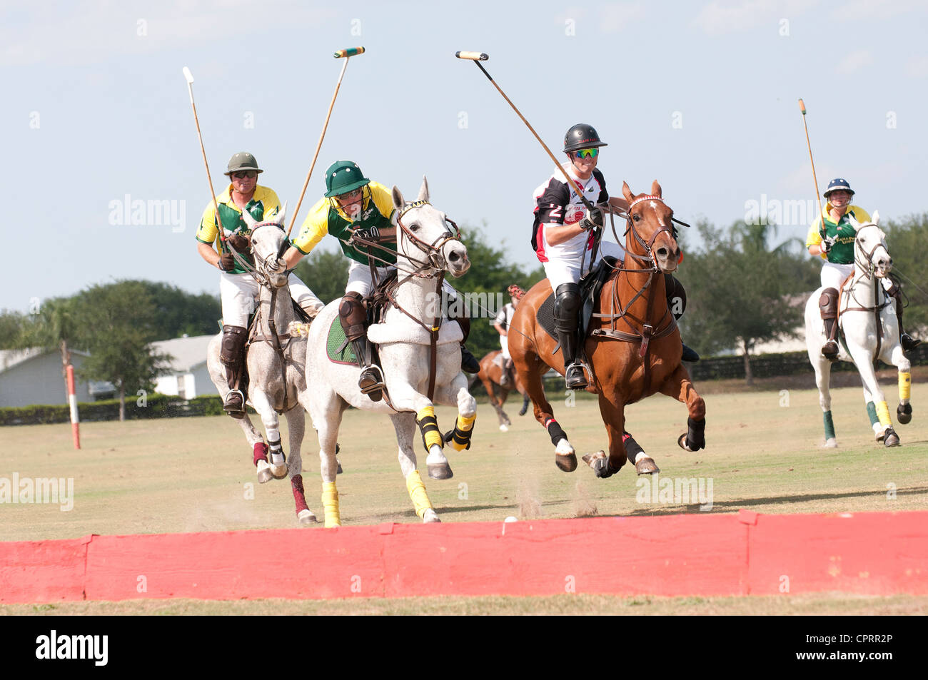 Action during a polo match at The Villages Polo Club Florida USA The ...