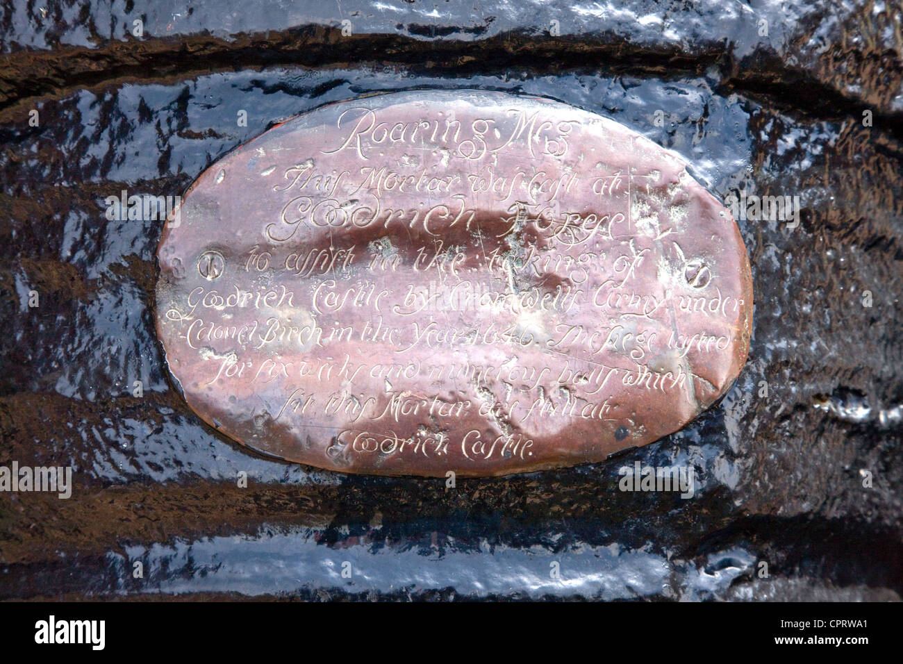 Bronze plaque affixed to the huge cannon called Roaring Meg in the ...