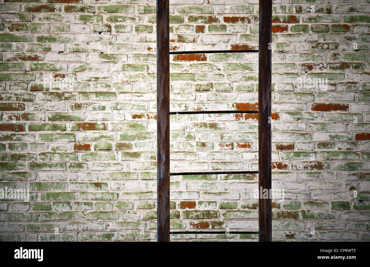 Old metal ladder with brick wall closeup detailed texture Stock Photo ...