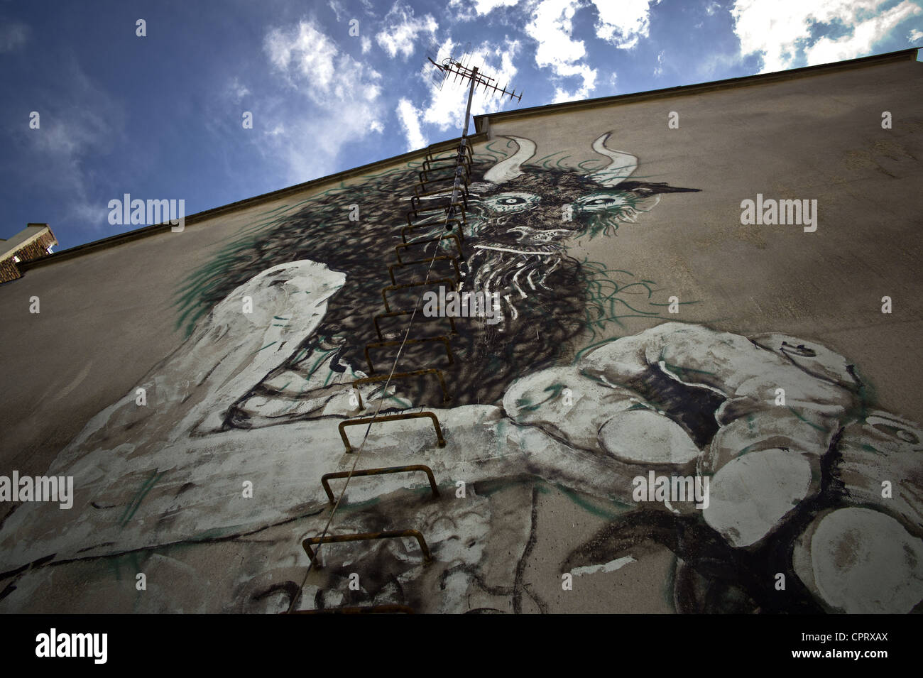 the Beast, Graffiti representing the Beast, on the facade of a Parisian ...