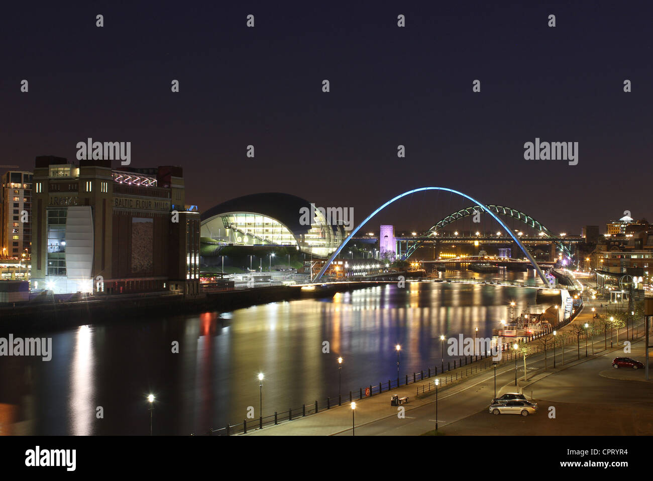 Gateshead floodlit bridges hi-res stock photography and images - Alamy