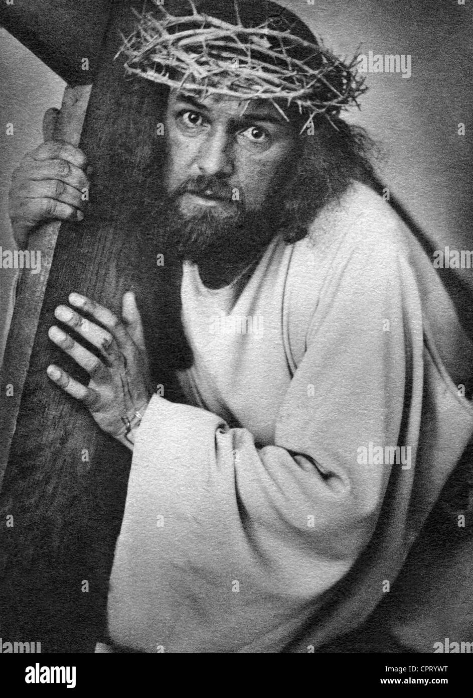 Lang, Alois, German actor, half length, performing Jesus Christ ...