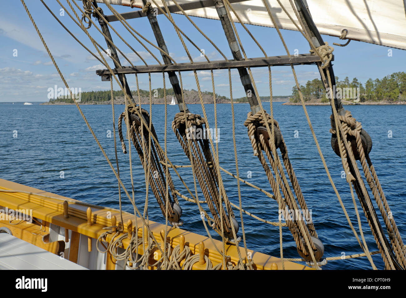 View from brig sailing in the Stockholm archipelago Stock Photo - Alamy