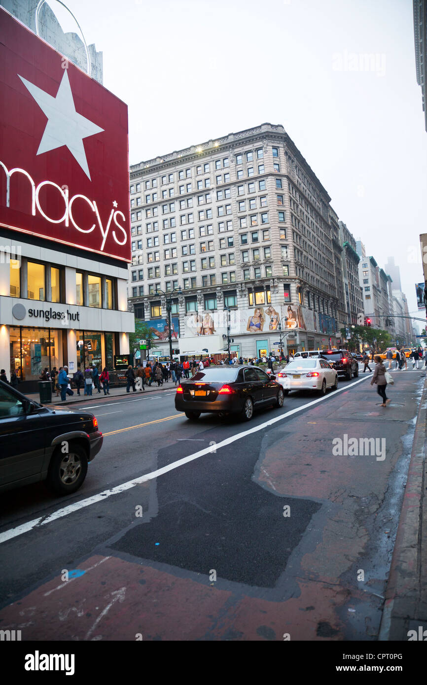 Macy's department store in New York city outside facade of building on ...