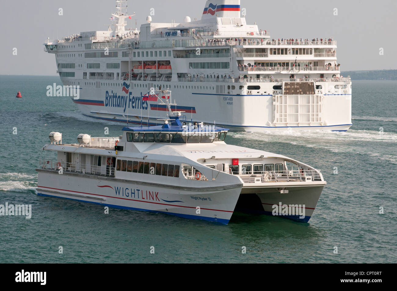 Wightlink passenger ferry Wight Ryder II inbound to Portsmouth UK ...