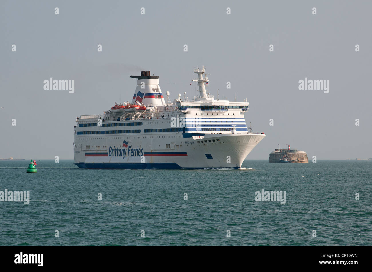 Brittan Ferries ship Bretagne on The Solent inbound to Portsmouth UK ...