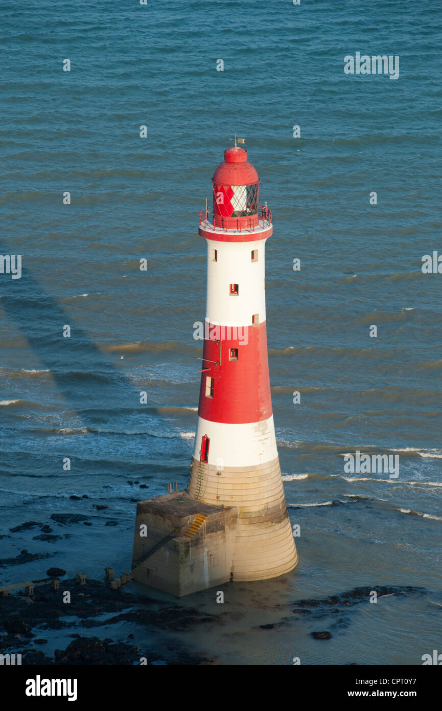 Beachy Head Lighthouse of the coast of East Sussex, near the town of ...
