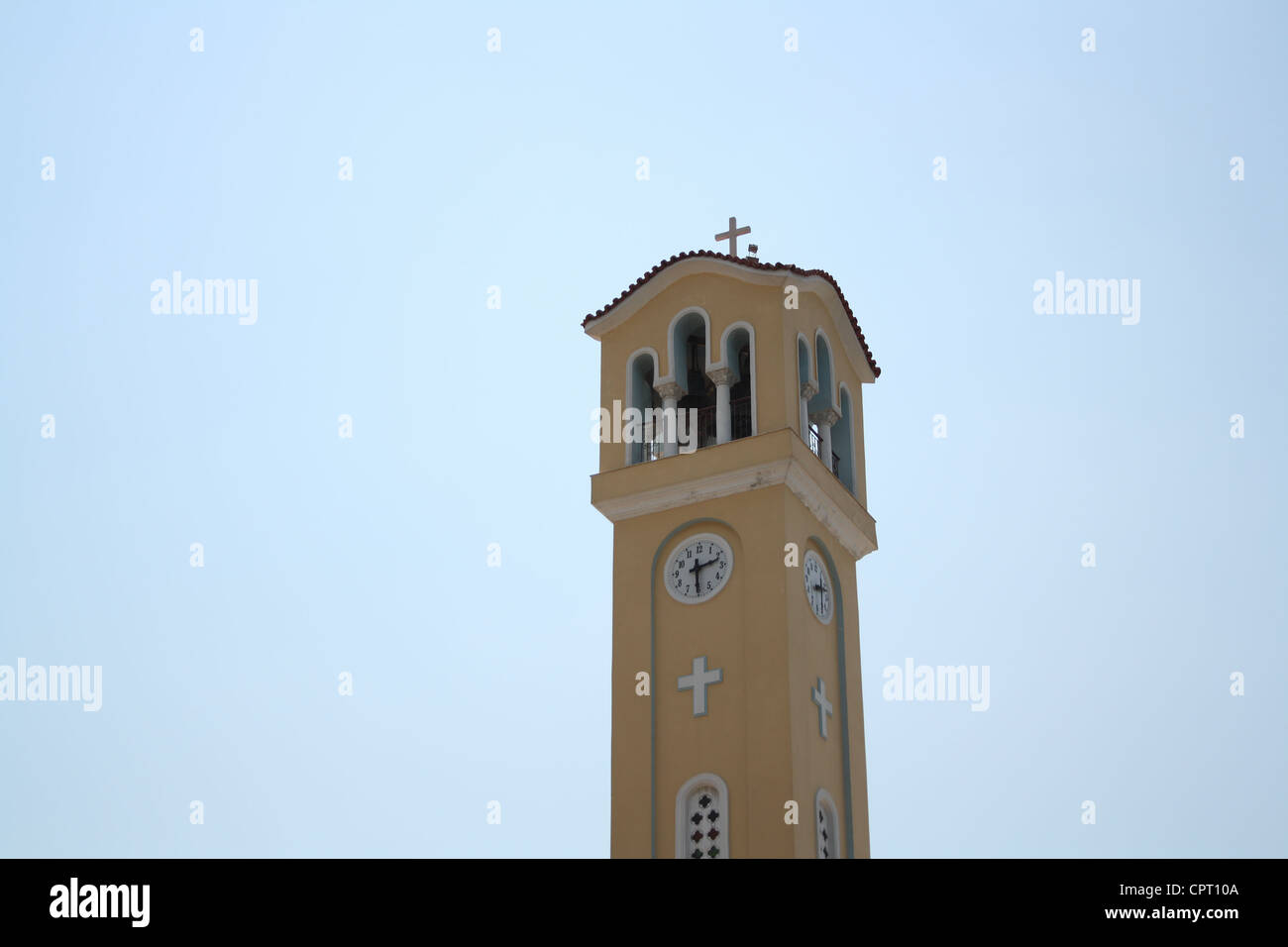 A church clock tower in Greece Stock Photo - Alamy