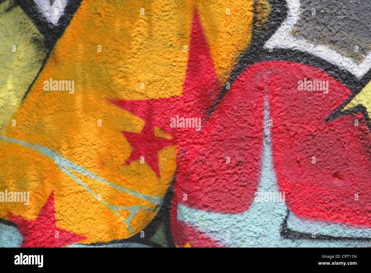 Colorful graffiti with shadows-detail on a wall Stock Photo - Alamy