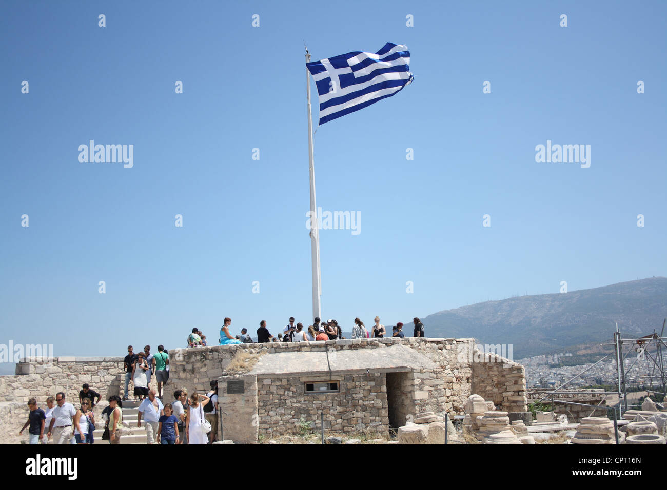 Greek Flag on the Acropolis Stock Photo - Alamy