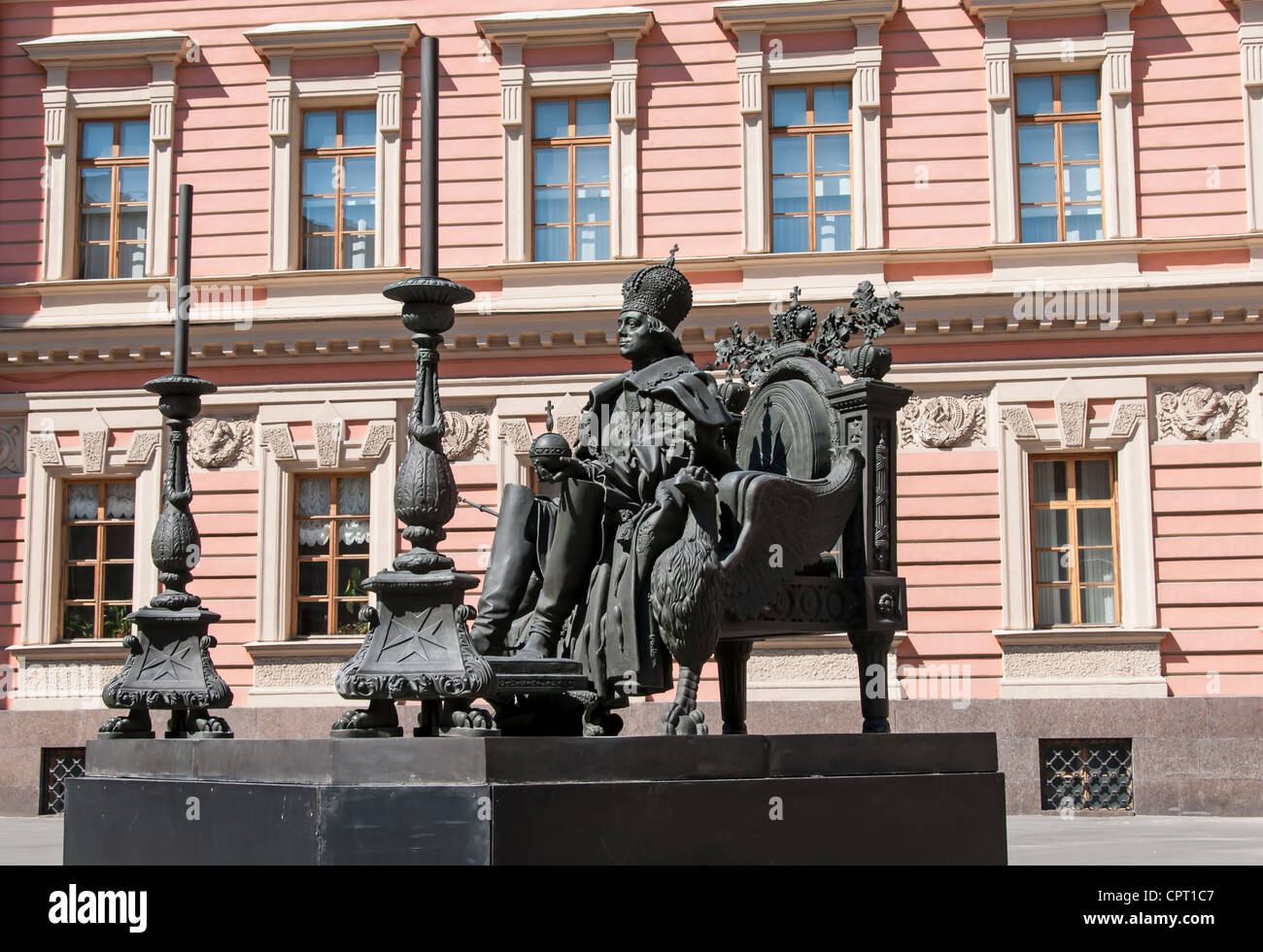 St. Petersburg, The Mikhailovsky Palace. Peter the first monument Stock ...