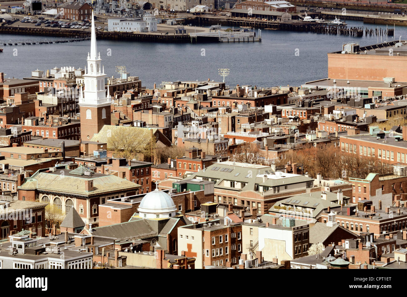 Boston North End with the prominent steeple of Old North Church Stock ...