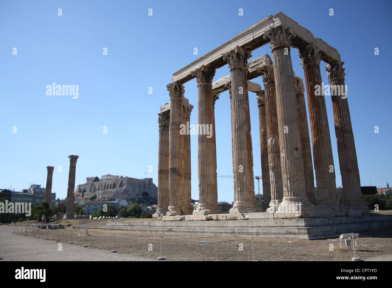 The Temple of Zeus Olympia with The Parthenon in the background Stock ...