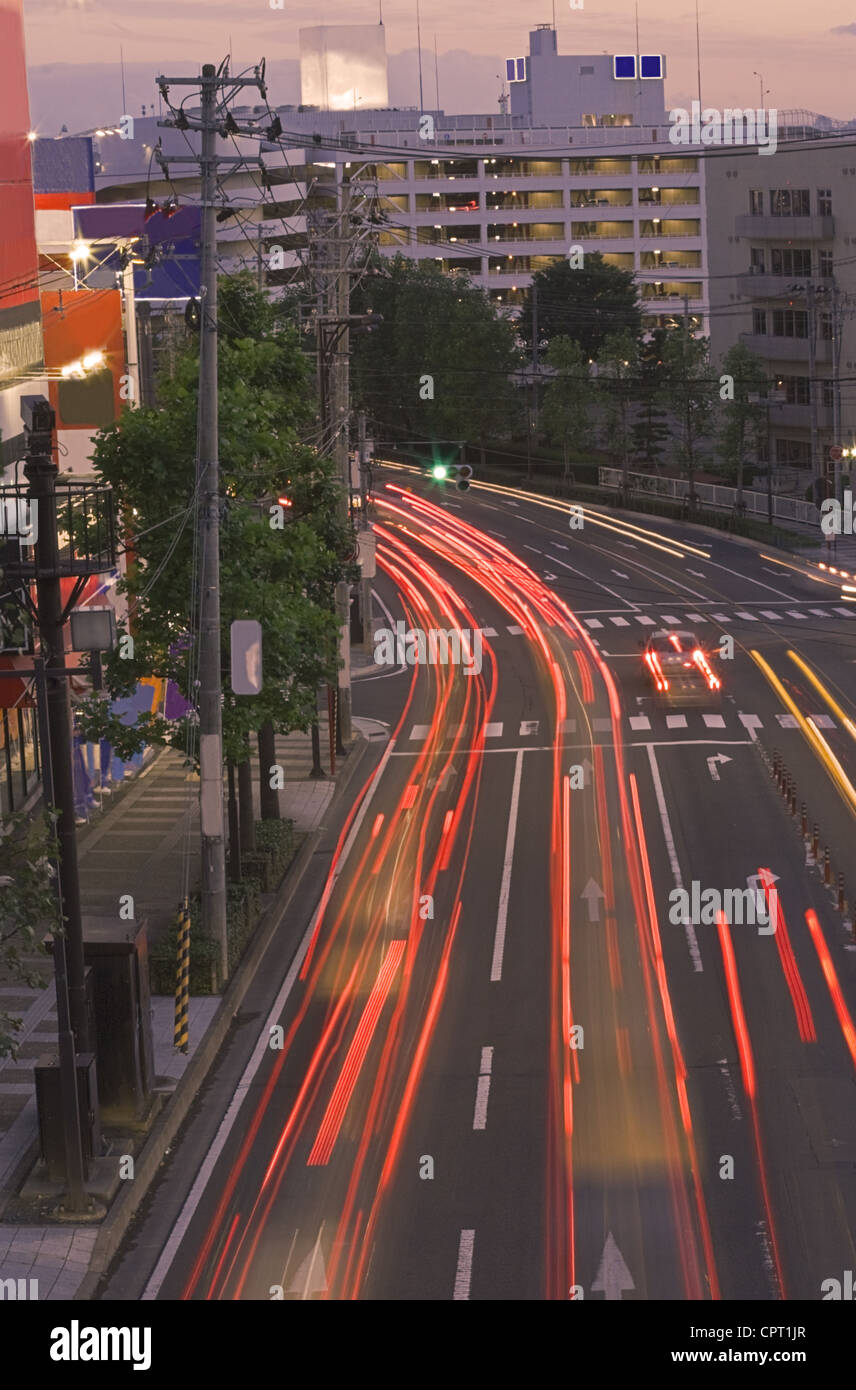 Long exposure image of a colorful sunset in a big city.Location Sendai ...