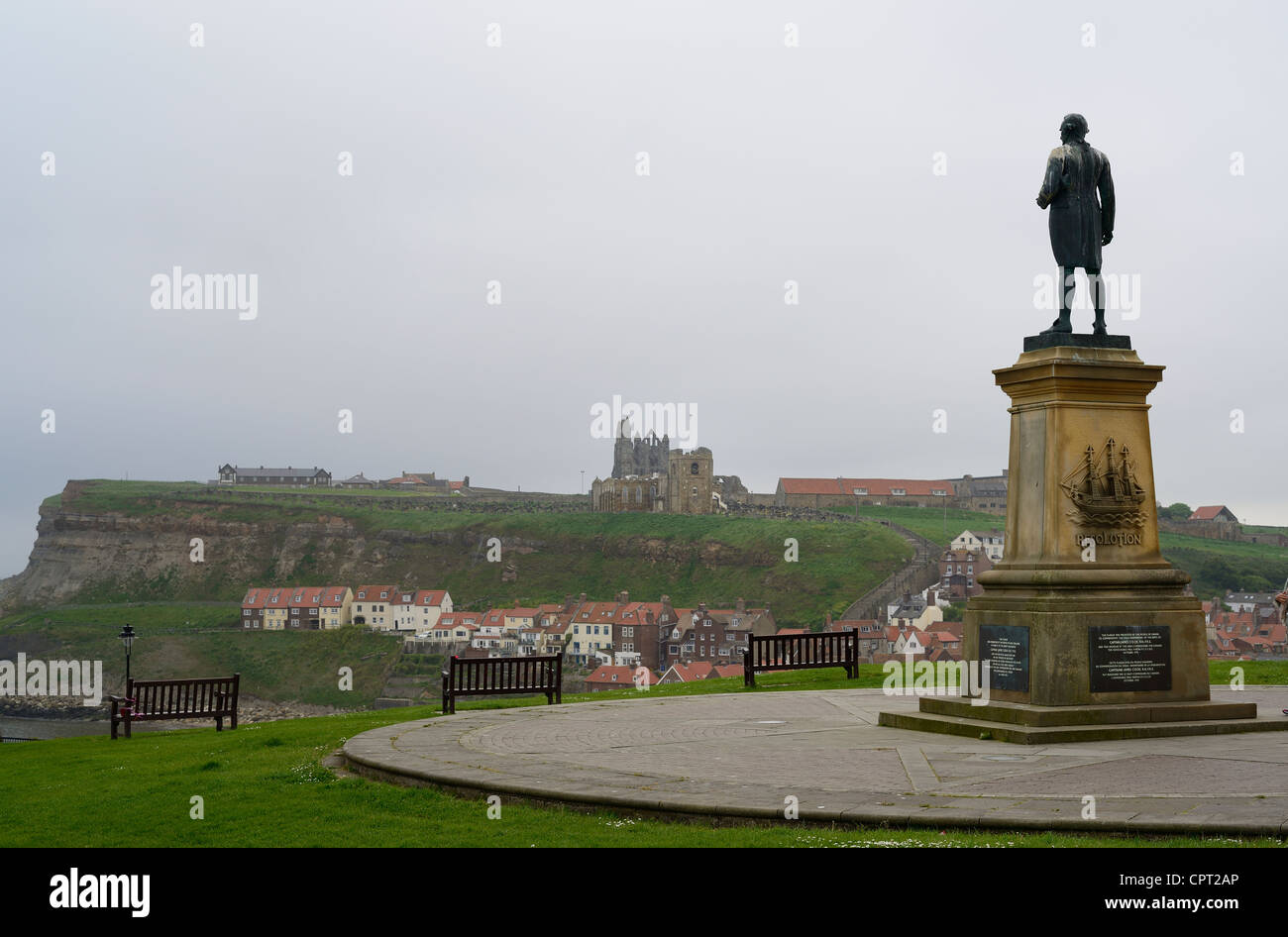 Whitby abbey statue hi-res stock photography and images - Alamy