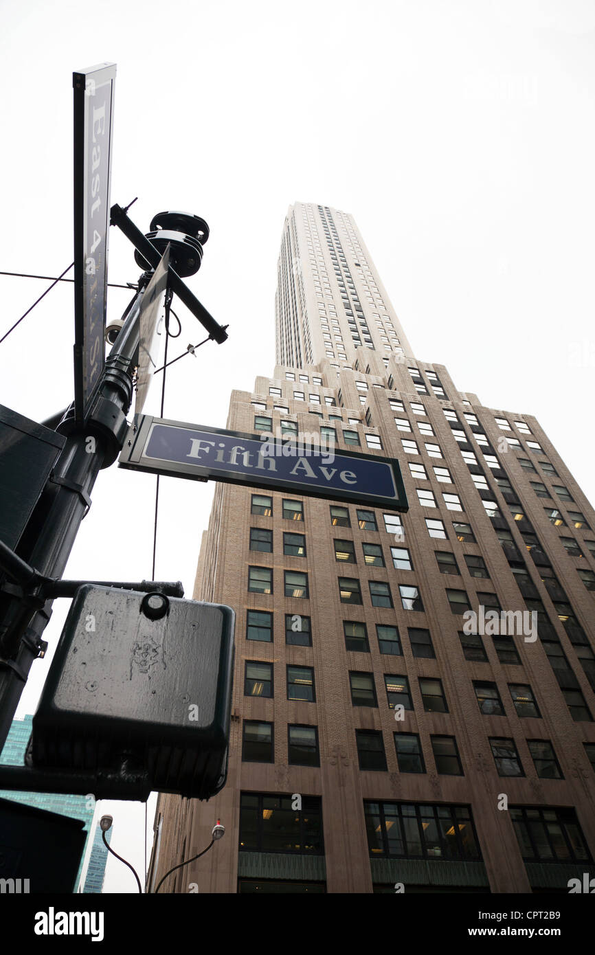 Iconic New York City Street - Fifth Ave Avenue in Manhattan street sigh ...