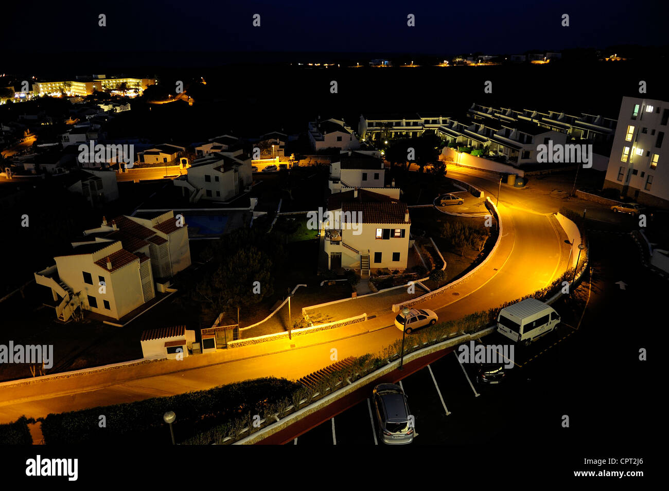arenal den castell spanish holiday resort at night menorca spain Stock ...