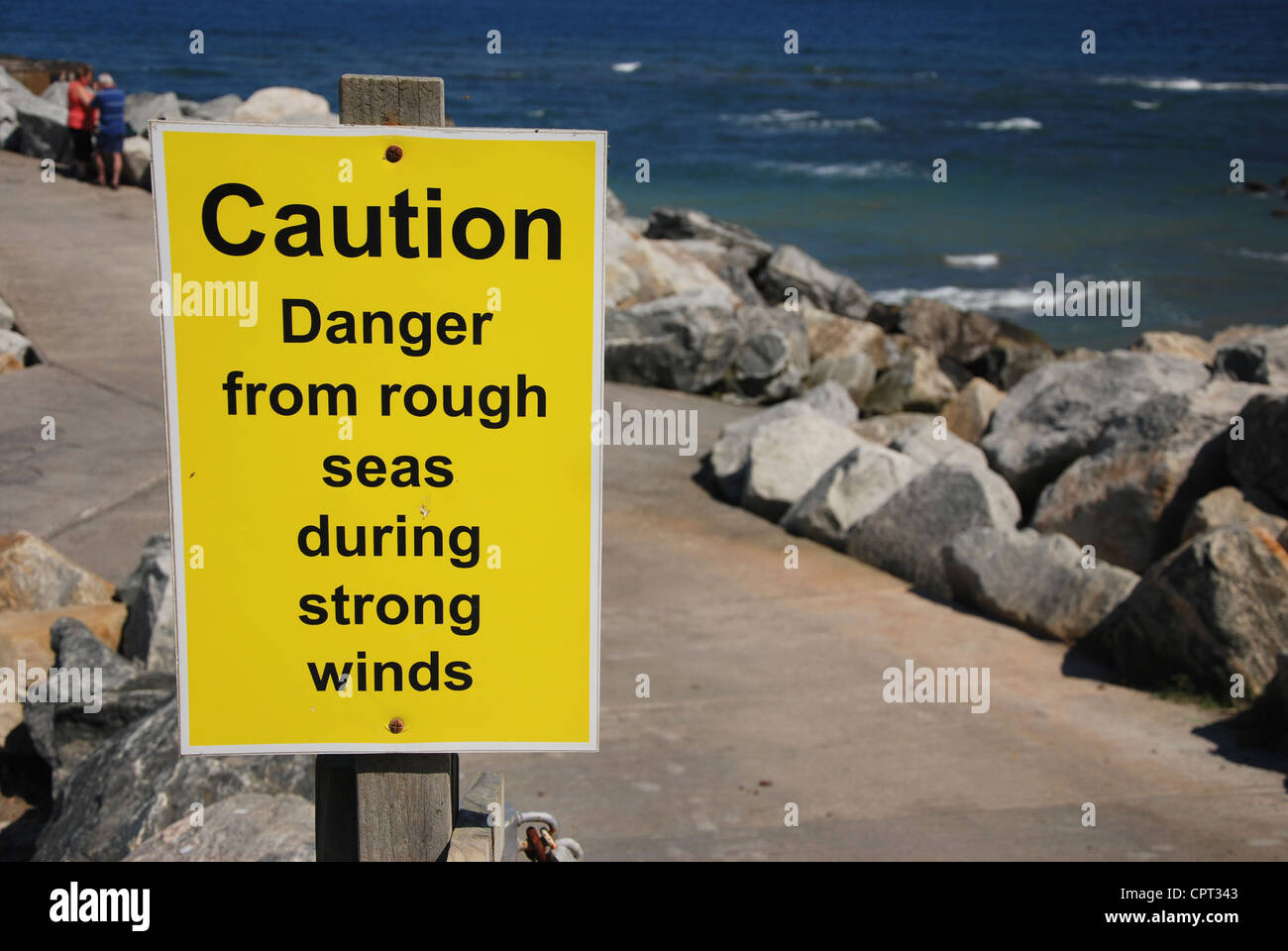 Caution sign Whitby North Yorkshire United Kingdom Stock Photo - Alamy