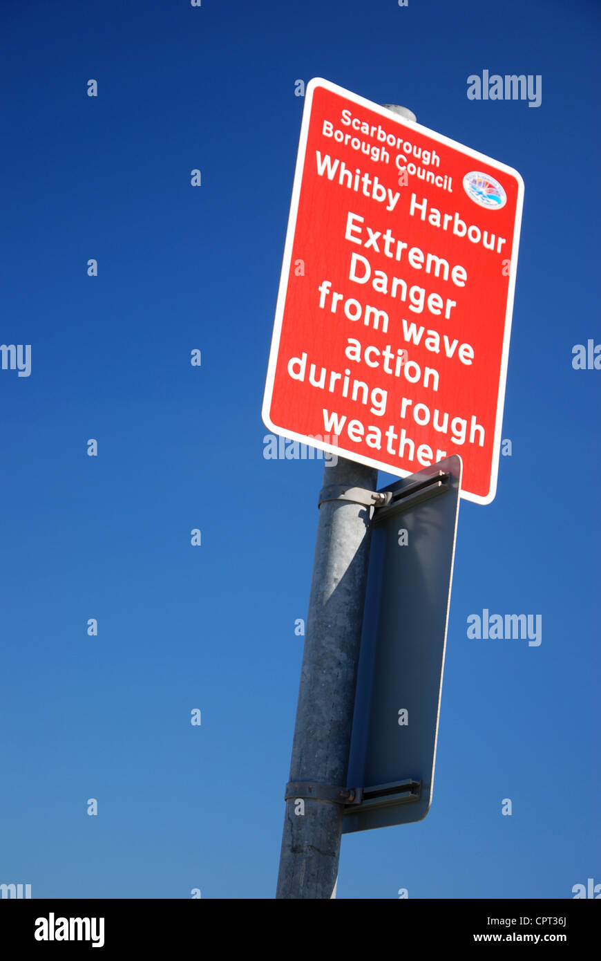 extreme danger weather sign Whitby North Yorkshire Stock Photo - Alamy