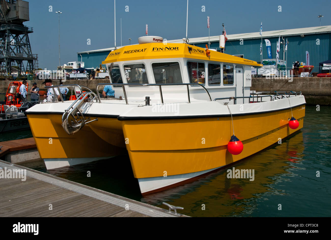 A catamaran moored at a pontoon in Southampton Stock Photo - Alamy