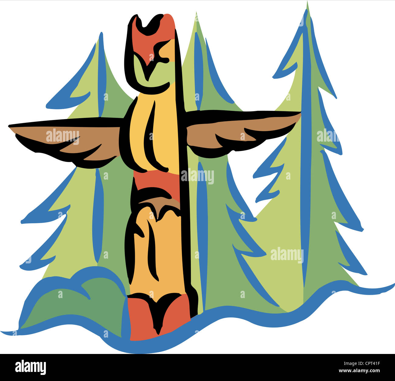 A totem pole and trees Stock Photo - Alamy