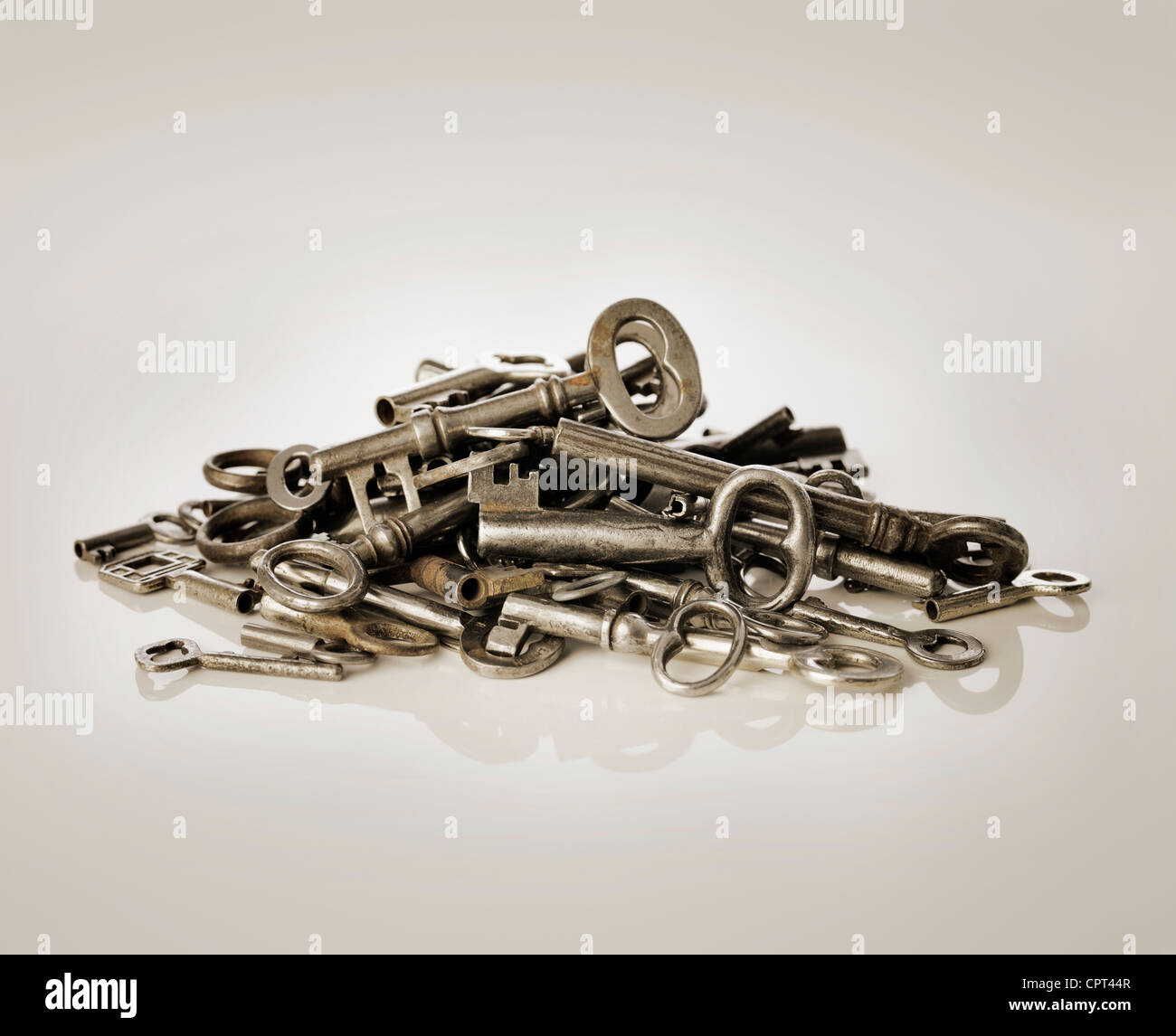 A Pile of old metallic keys Stock Photo - Alamy