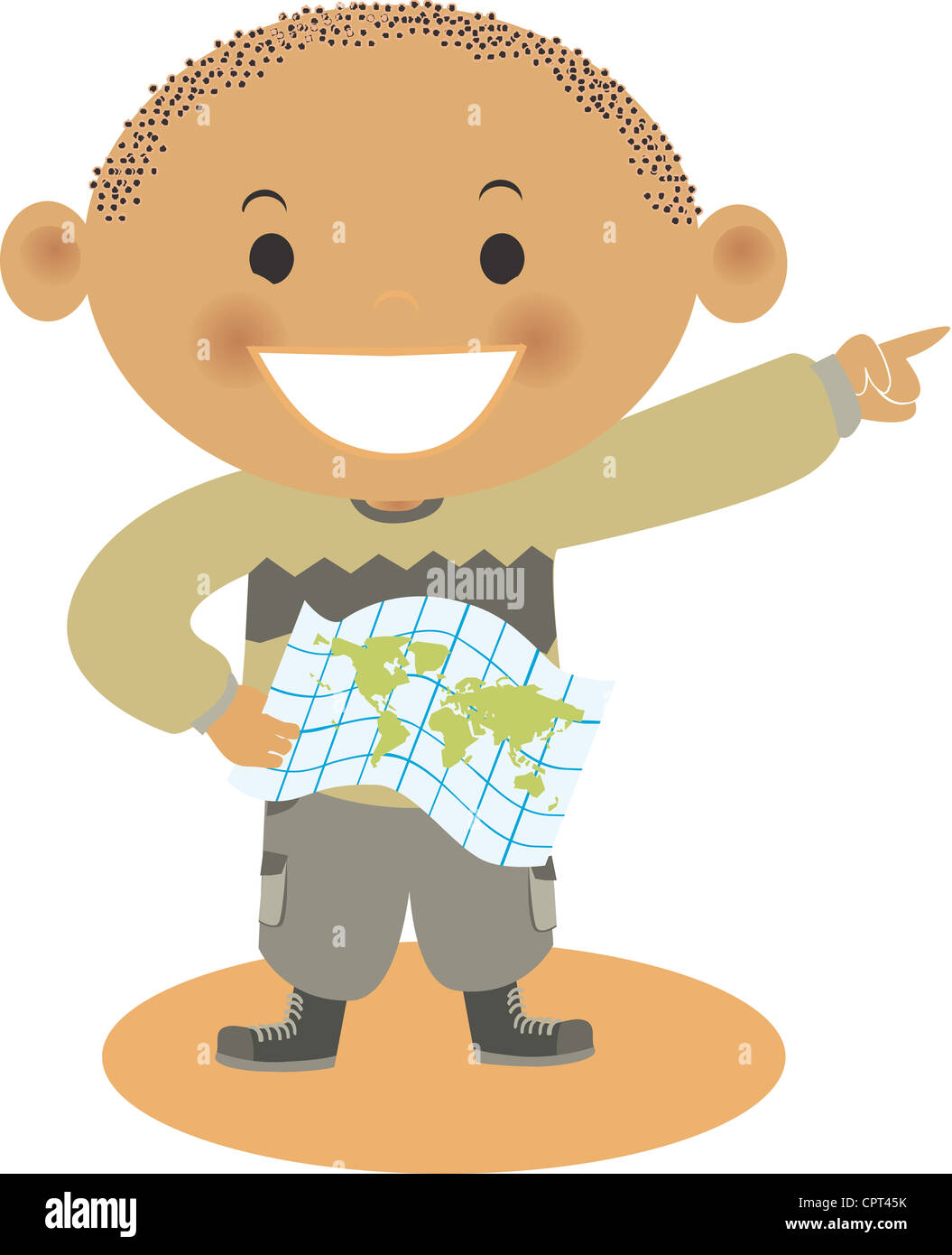A boy holding a map Stock Photo - Alamy