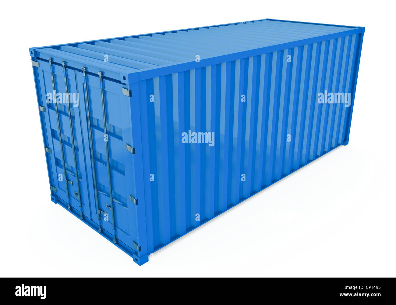 Blue shipping container, 3D rendered illustration Stock Photo - Alamy
