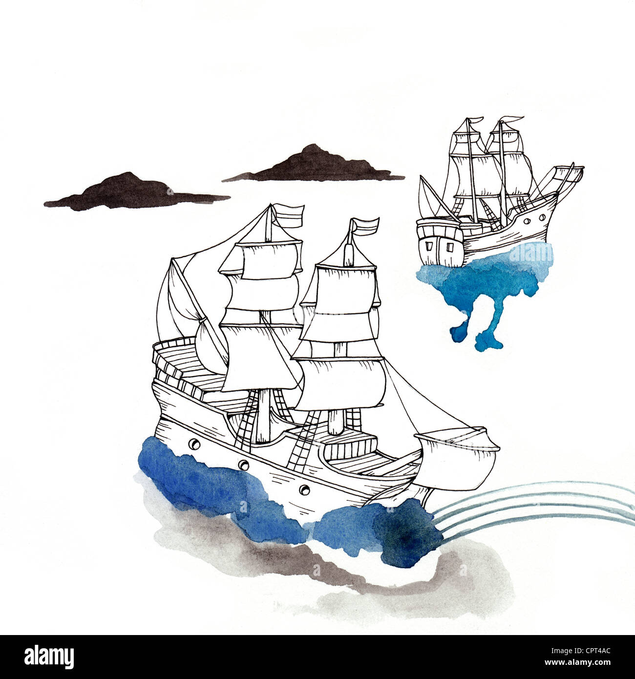 Background two sailing ships hi-res stock photography and images - Alamy