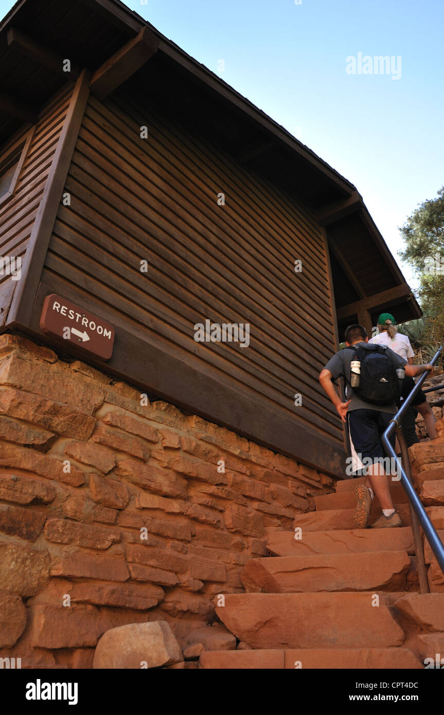 Rest area and bathrooms, Bright Angel Trail, Grand Canyon, Arizona, USA ...