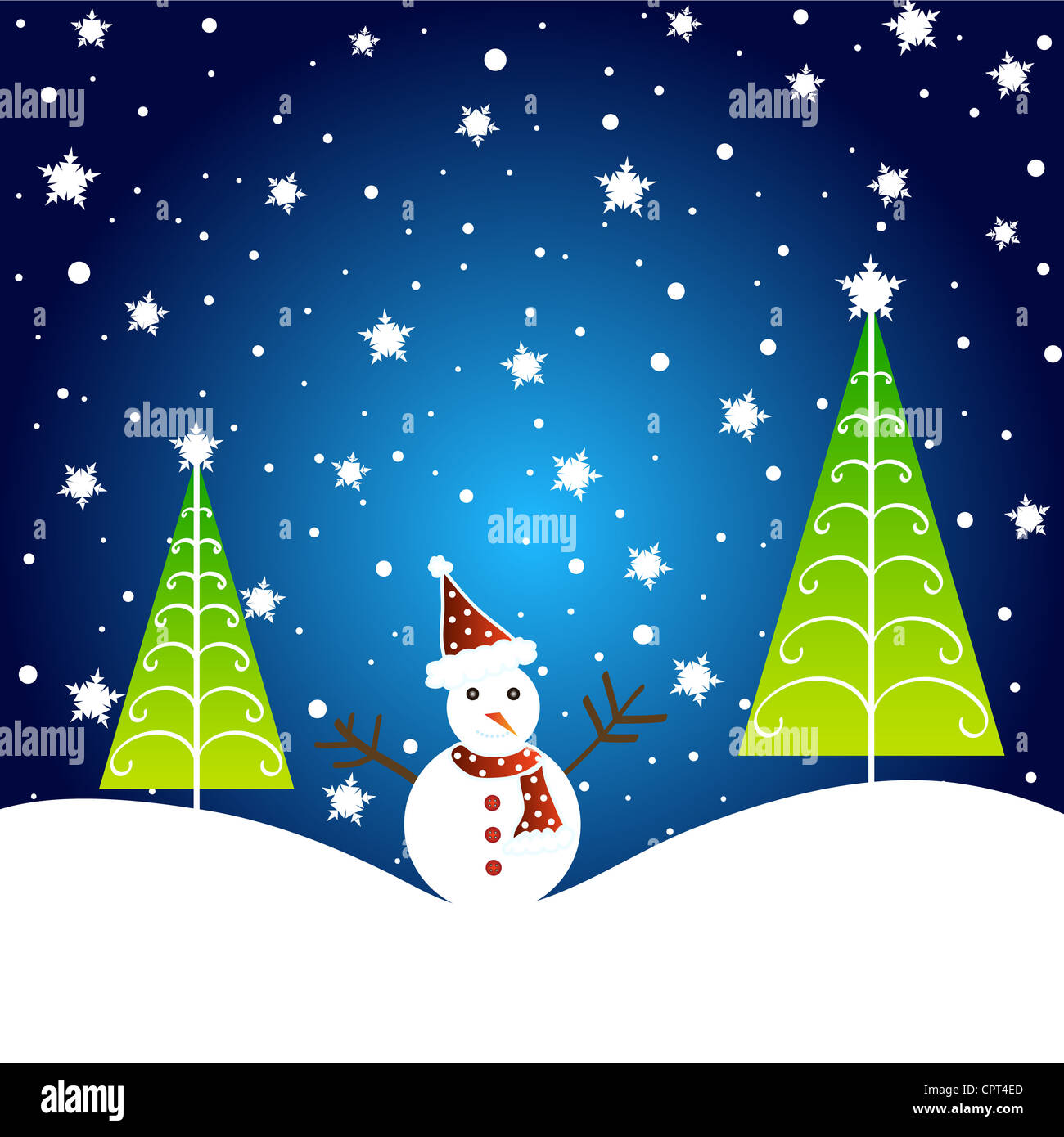 Christmas tree and snowman design Stock Photo - Alamy