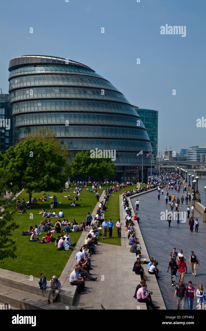 The London Assembly Building (City Hall) and River Thames Walk, London ...