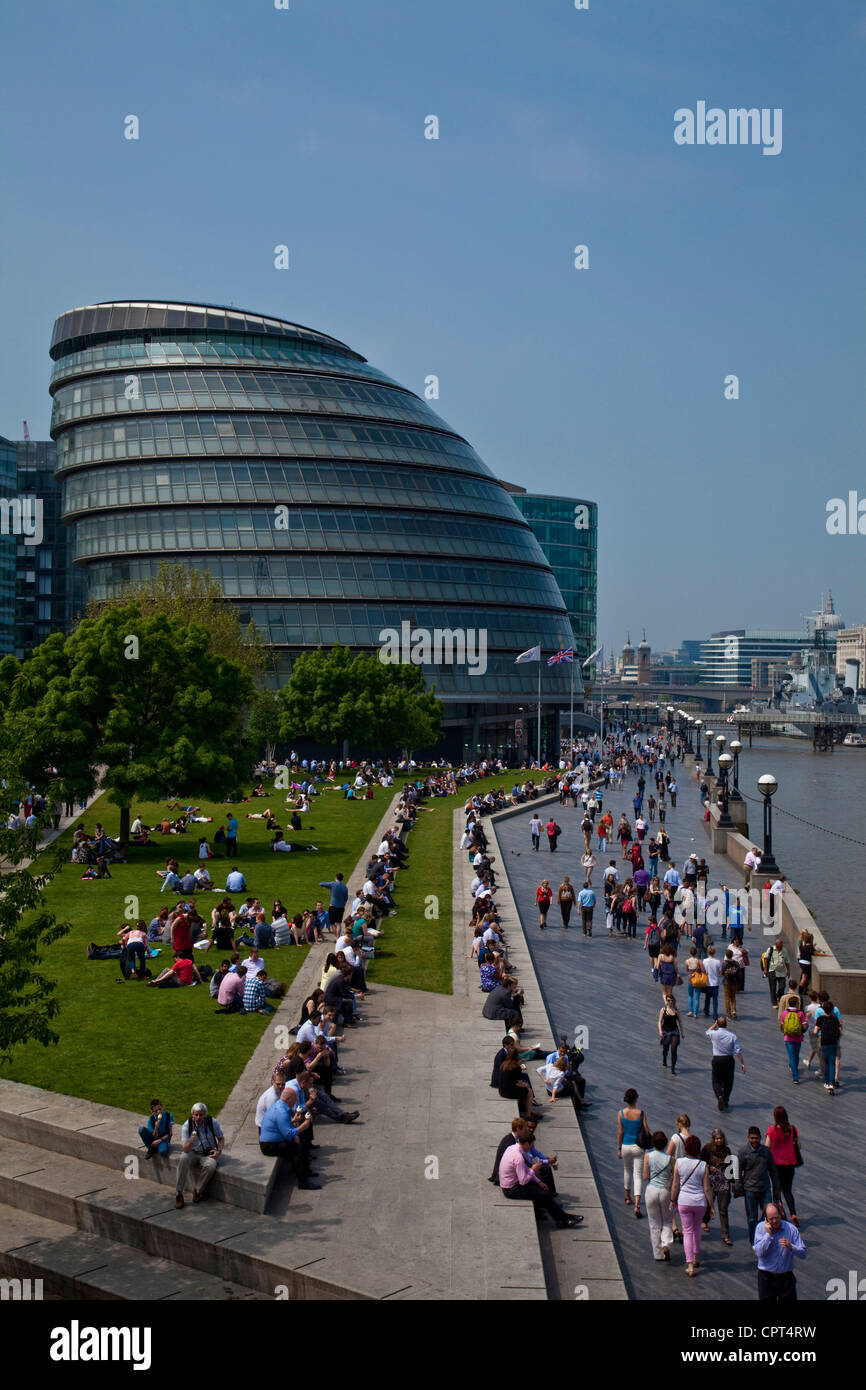 The London Assembly Building (City Hall) and River Thames Walk, London ...