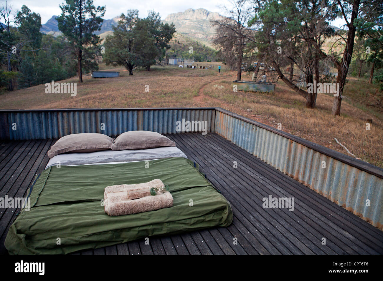 Swag at a camp site on the Arkaba Walk in South Australia's Flinders ...
