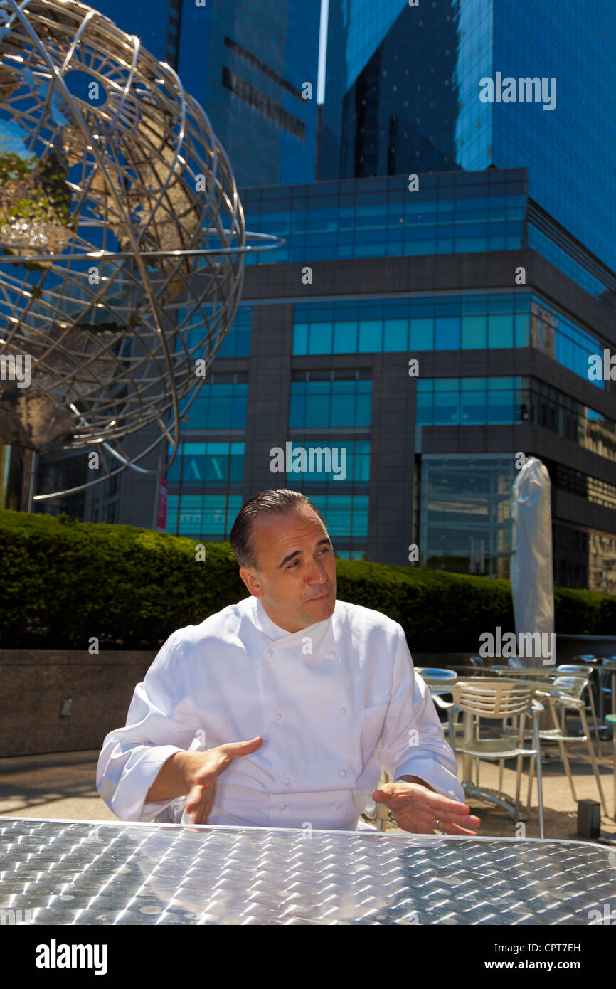 Jean Georges Restaurant N.Y City, The chef, sit at the table oustide ...
