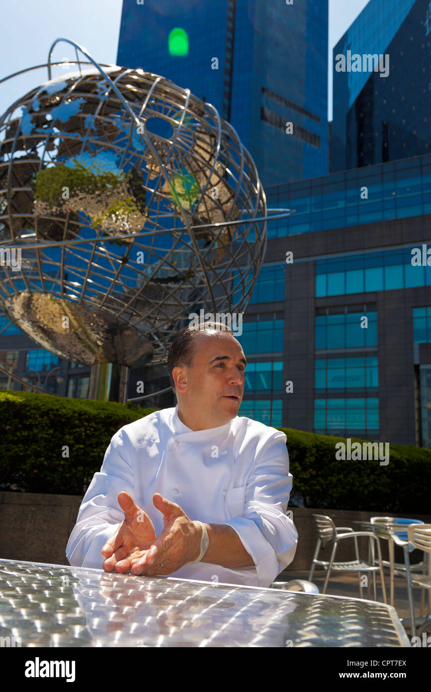 Jean Georges Restaurant N.Y City, The chef, sit at the table oustide ...