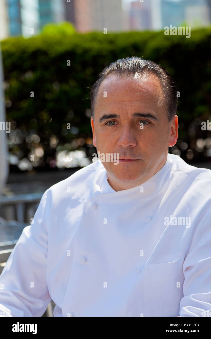 Jean Georges Restaurant N.Y City, The chef, sit at the table oustide ...