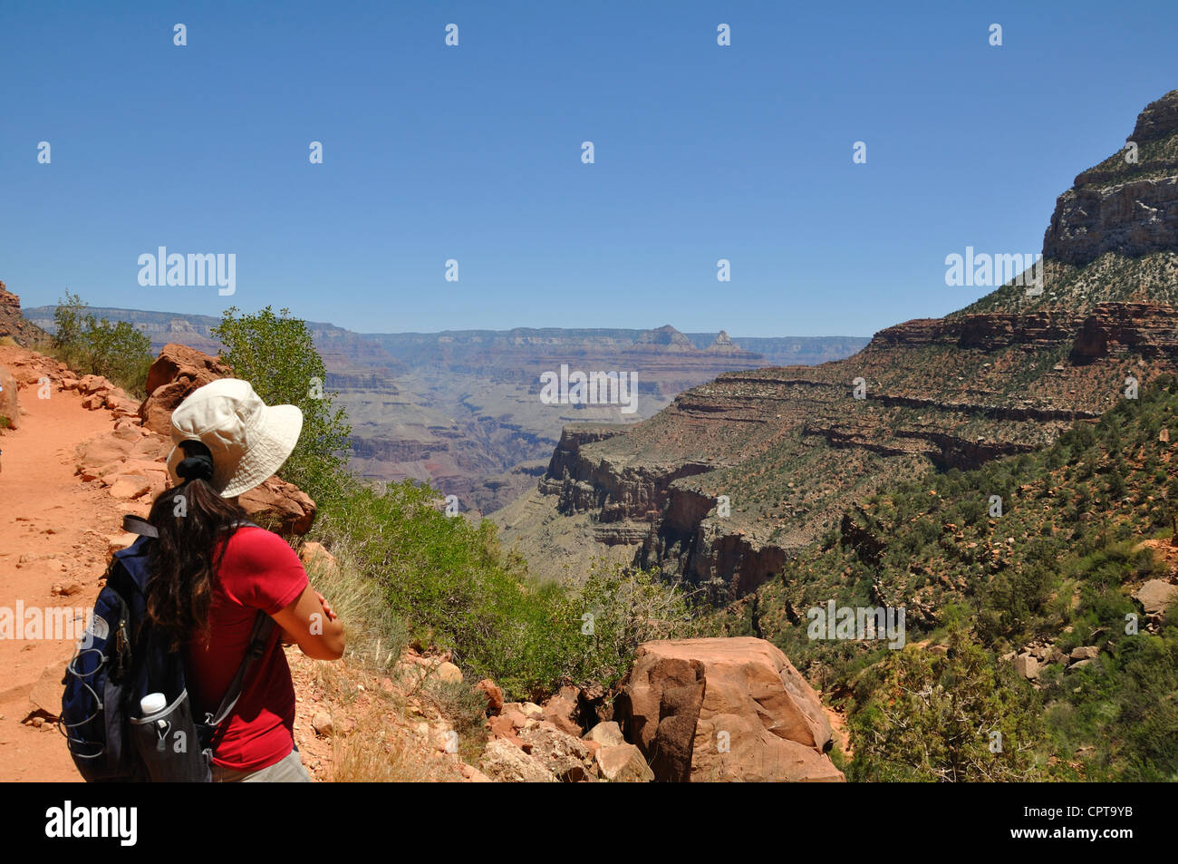 Hiking along Bright Angel Trail, Grand Canyon, Arizona, USA Stock Photo ...
