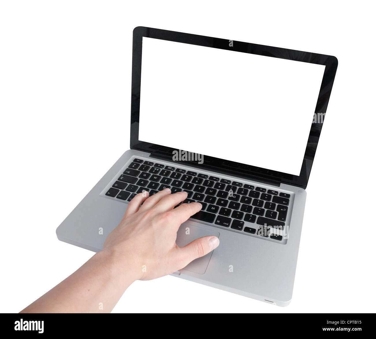 Typing on laptop Stock Photo - Alamy