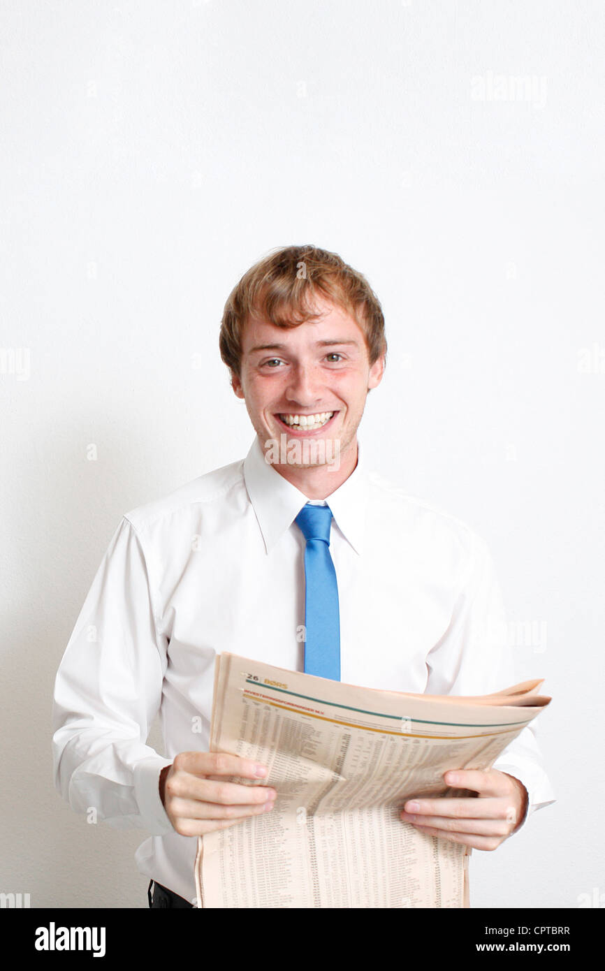 A very happy business man Stock Photo - Alamy