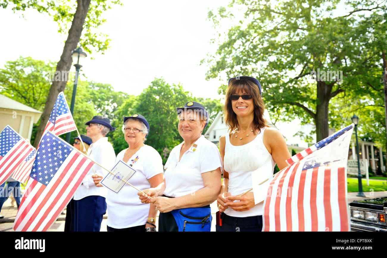 American Legion Auxiliary members marching in Merrick Memorial Day ...