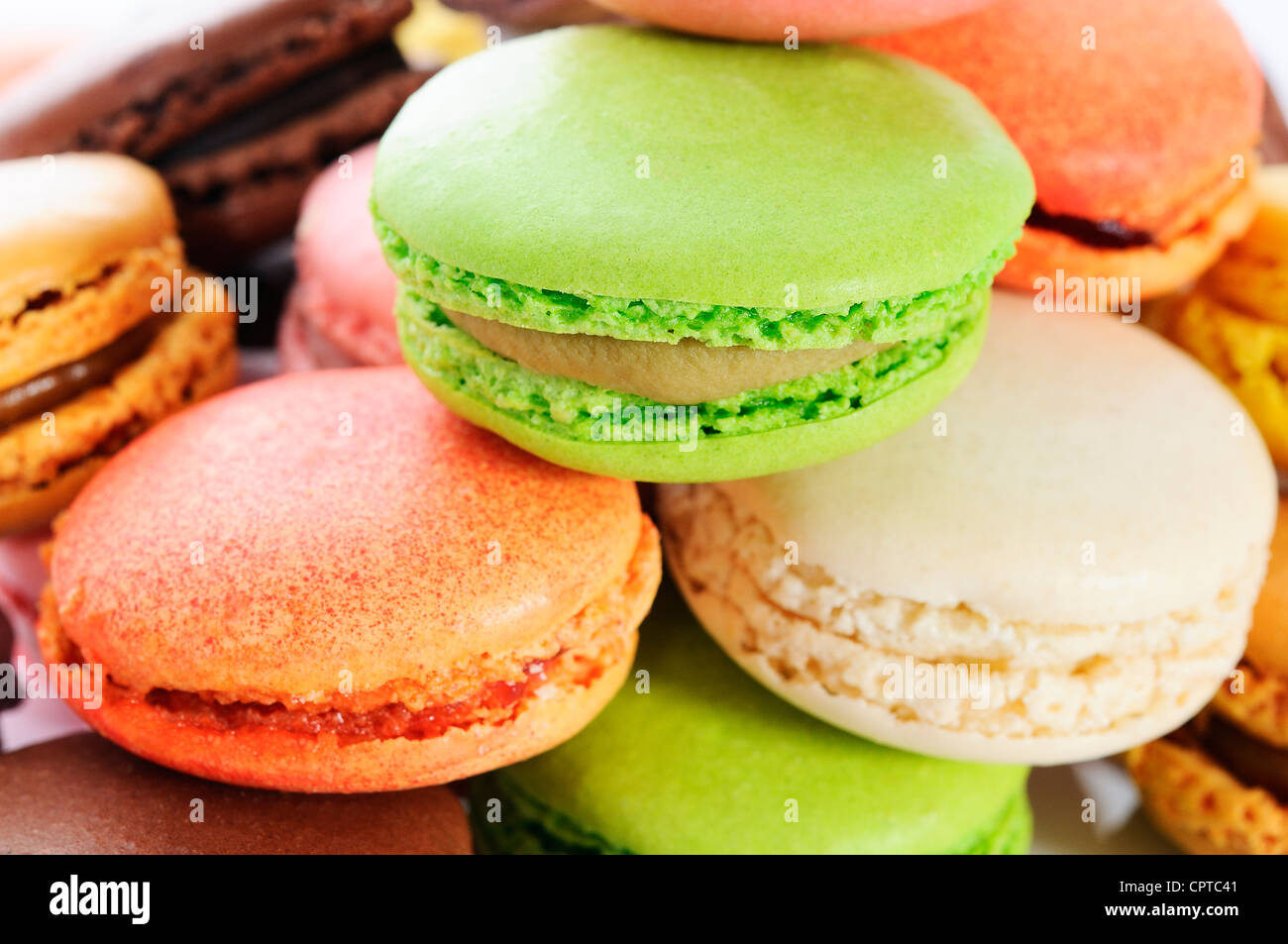Colorful macaroons on white background Stock Photo - Alamy