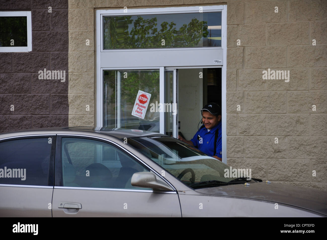 McCafe - McDonald's drive thru window, USA Stock Photo - Alamy