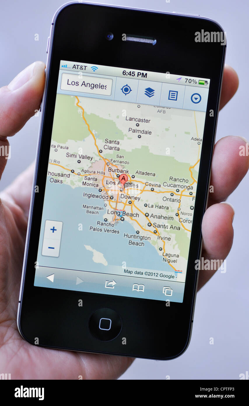 iPhone - Los Angeles map Stock Photo - Alamy