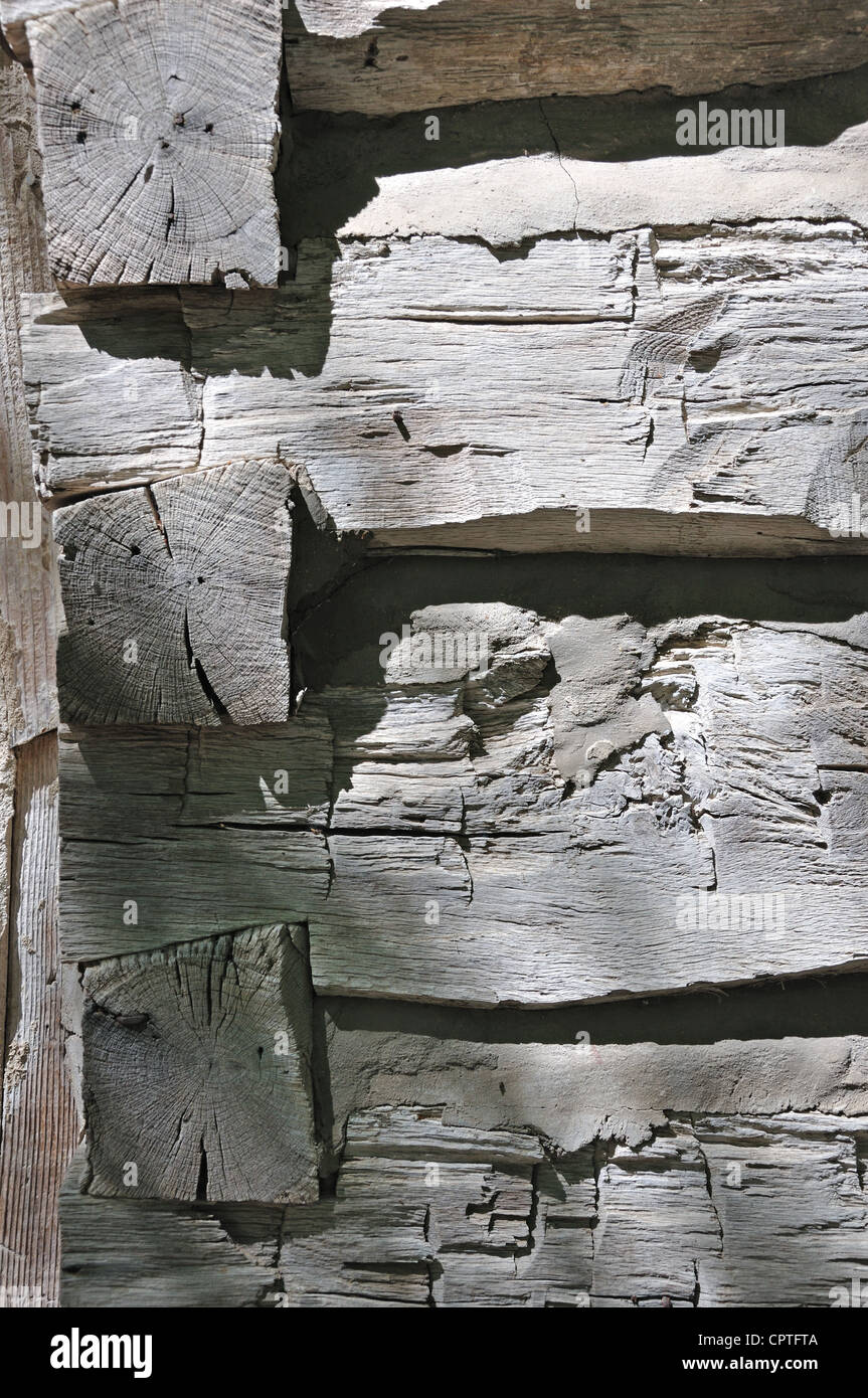 Old Log Cabin corner, Fort Worth, Texas, USA Stock Photo - Alamy