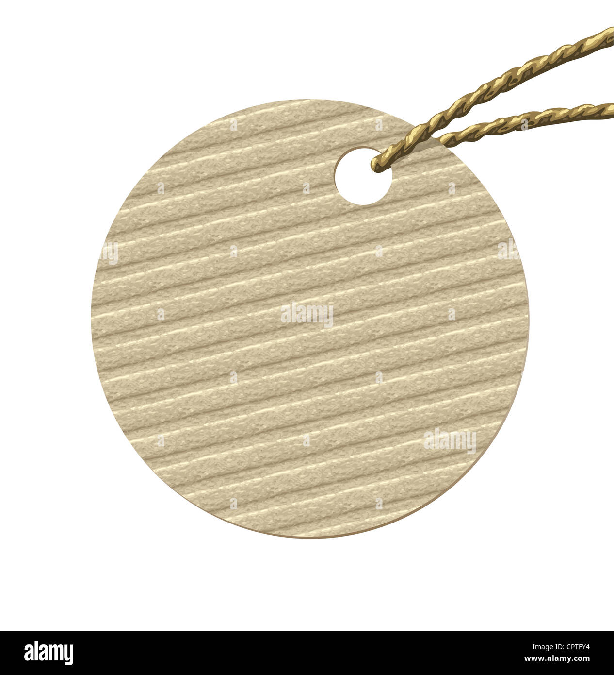 Round cardboard tag with rope from natural materials. Vector ...