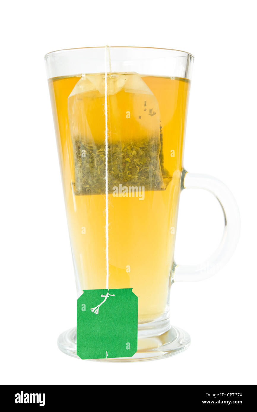 Glass of green tea isolated on white background Stock Photo - Alamy