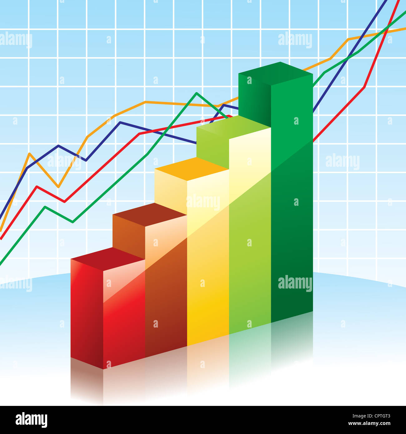 Shiny 3D bar graph Stock Photo - Alamy